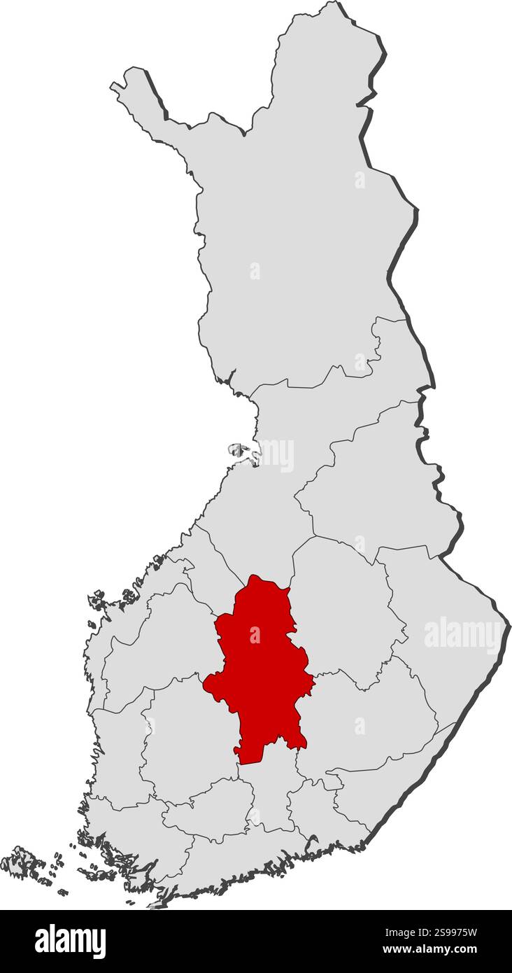 Map of Finland with the provinces, Central Finland is highlighted Stock ...