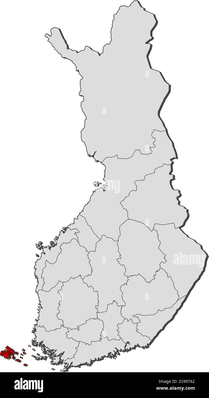 Map of Finland with the provinces, Åland is highlighted Stock Vector ...