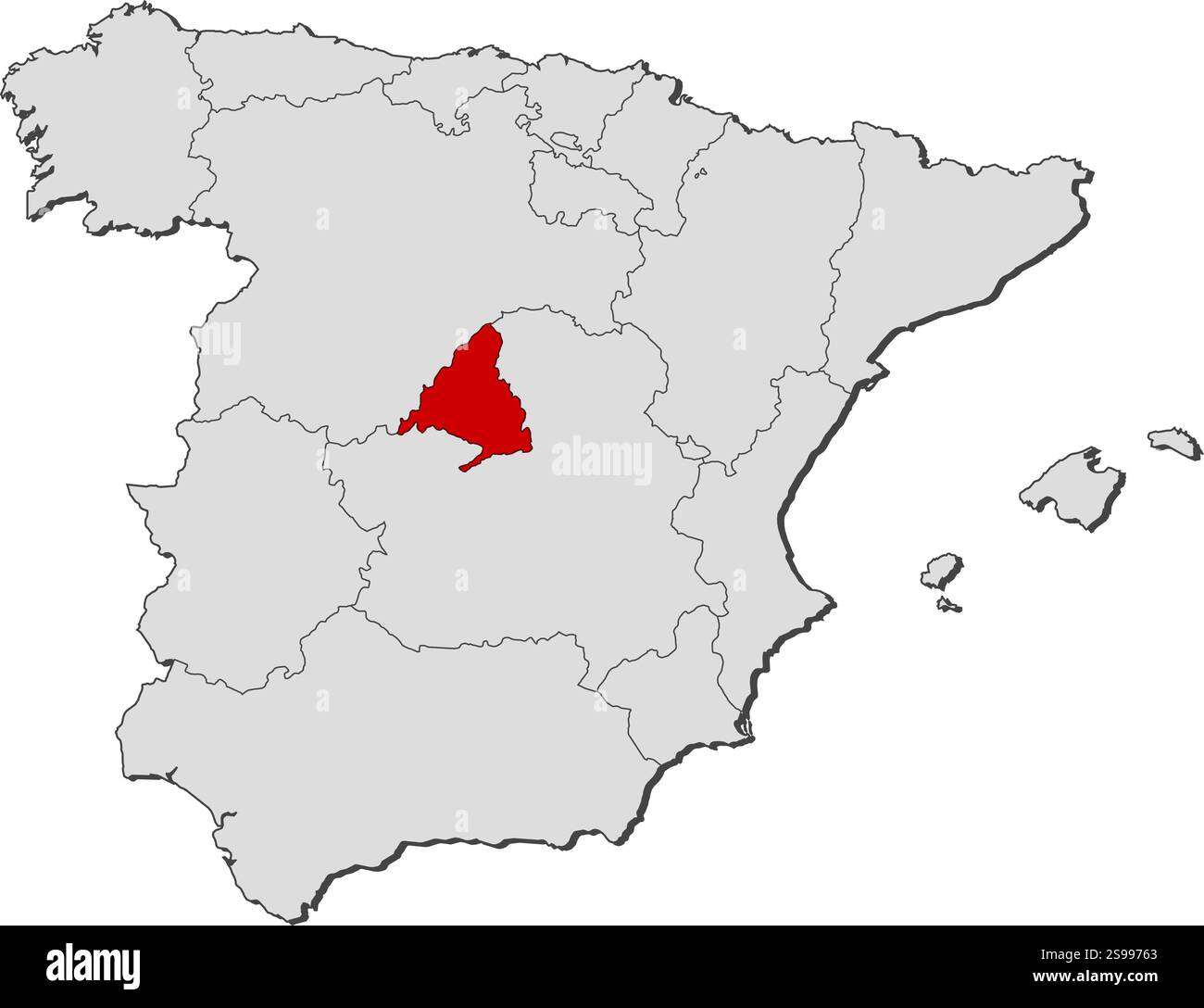 Map of Spain with the provinces, Madrid is highlighted Stock Vector ...