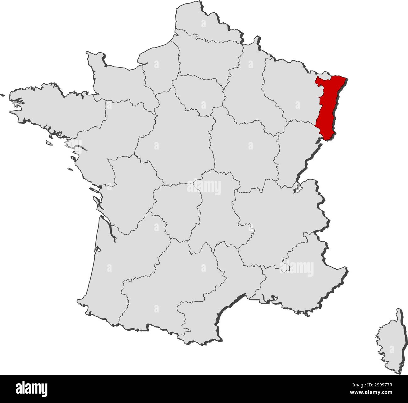 Map of France with the provinces, Alsace is highlighted Stock Vector ...
