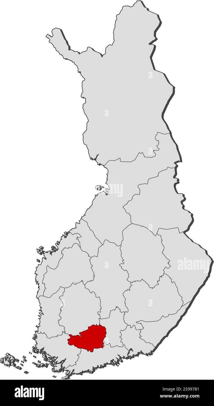 Map of Finland with the provinces, Tavastia Proper is highlighted Stock ...
