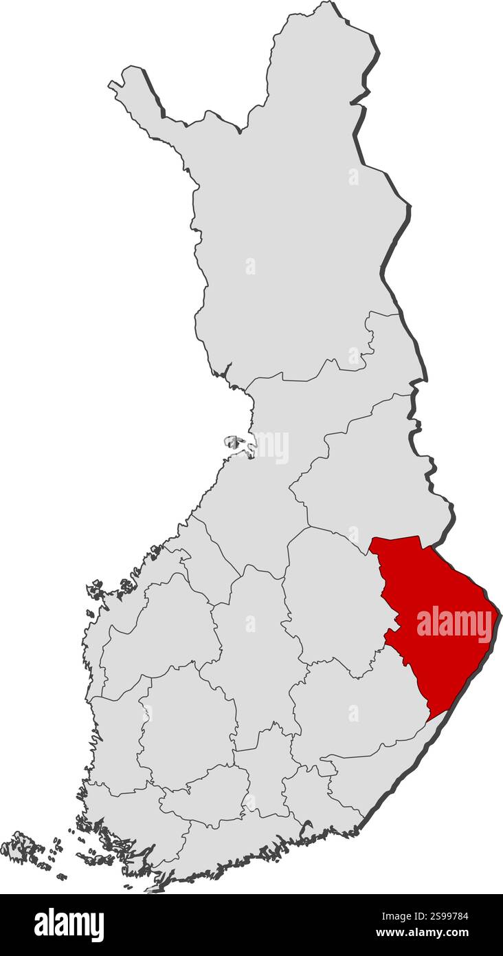 Map of Finland with the provinces, North Karelia is highlighted Stock ...