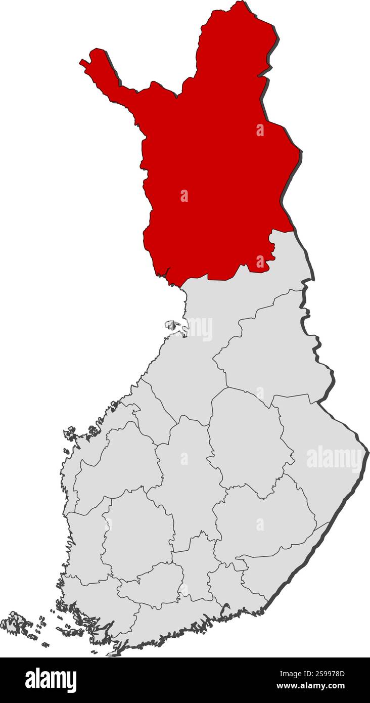 Map of Finland with the provinces, Lapland is highlighted Stock Vector ...