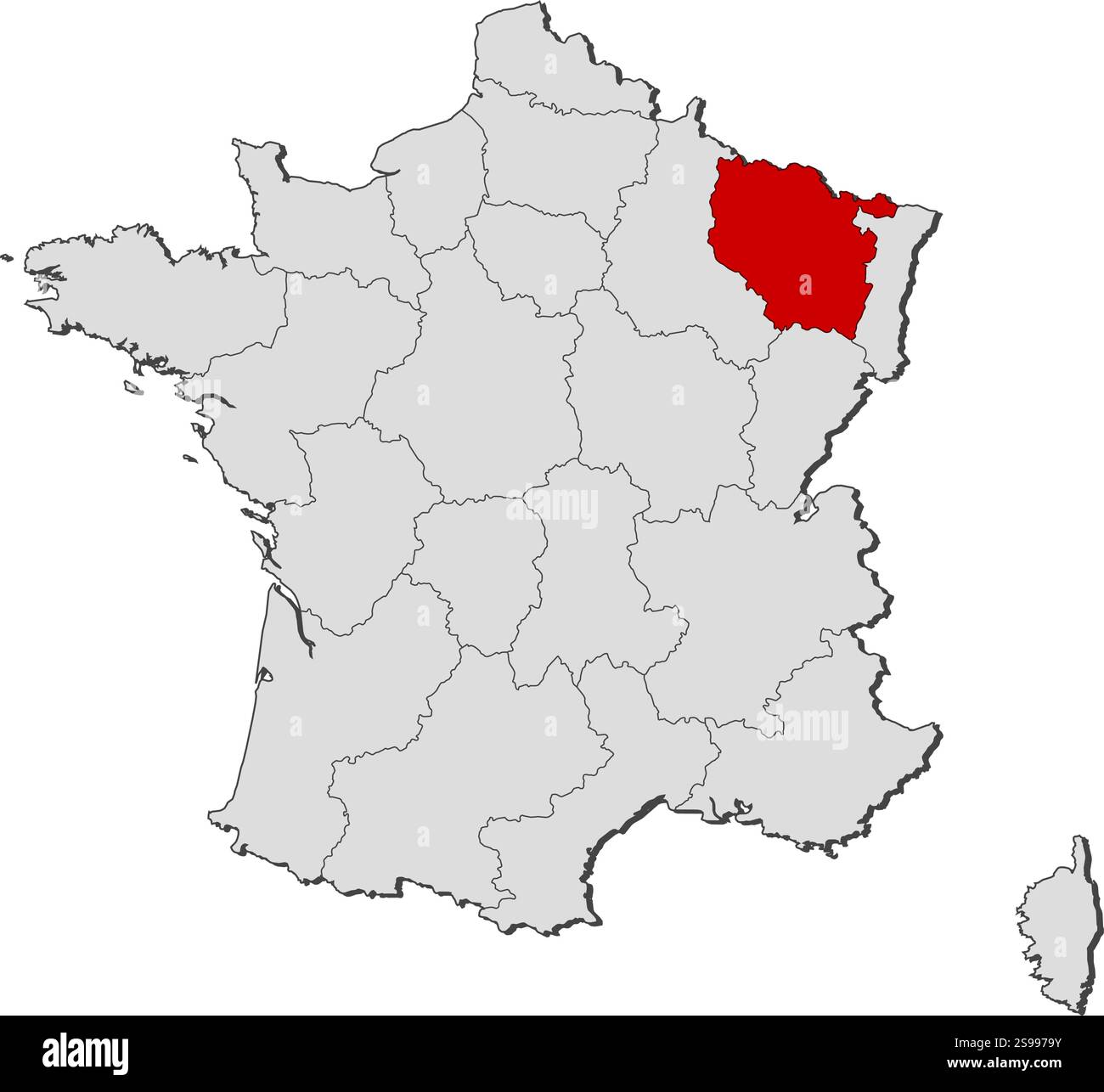 Map of France with the provinces, Lorraine is highlighted Stock Vector ...
