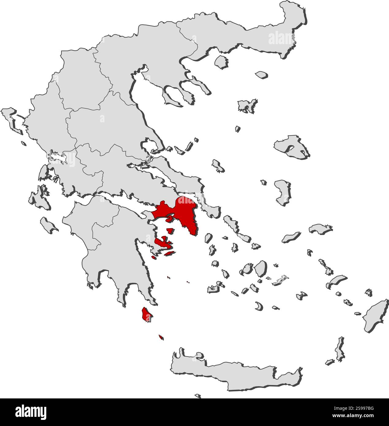 Map of Greece with the provinces, Attica is highlighted Stock Vector ...
