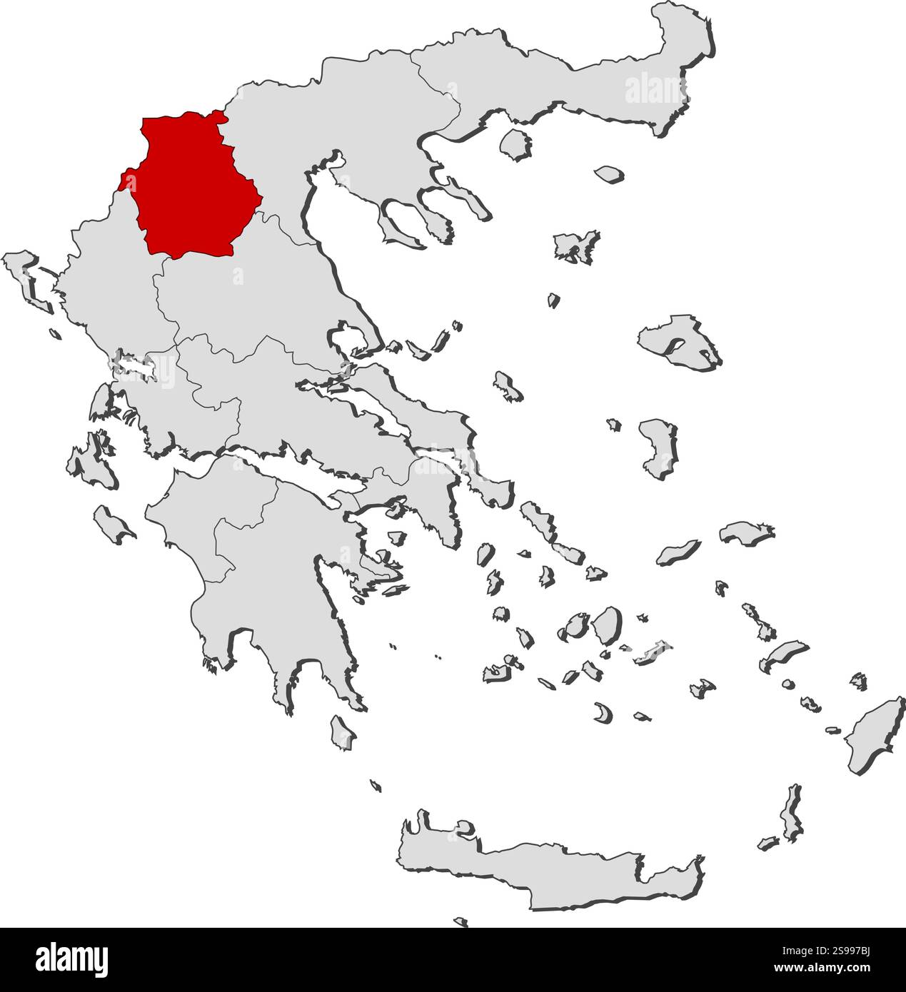Map of Greece with the provinces, West Macedonia is highlighted Stock ...