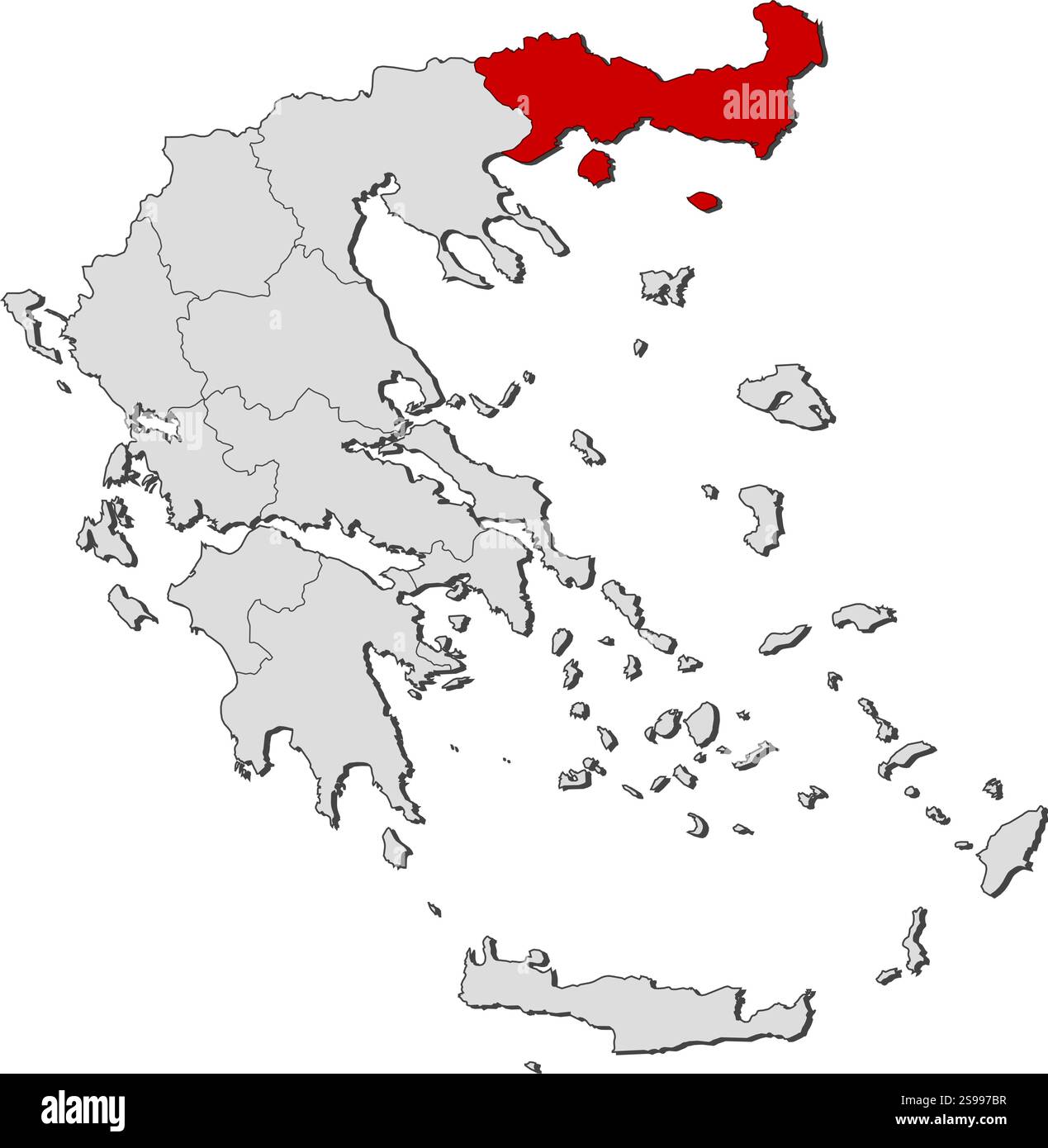 Map of Greece with the provinces, East Macedonia and Thrace is ...