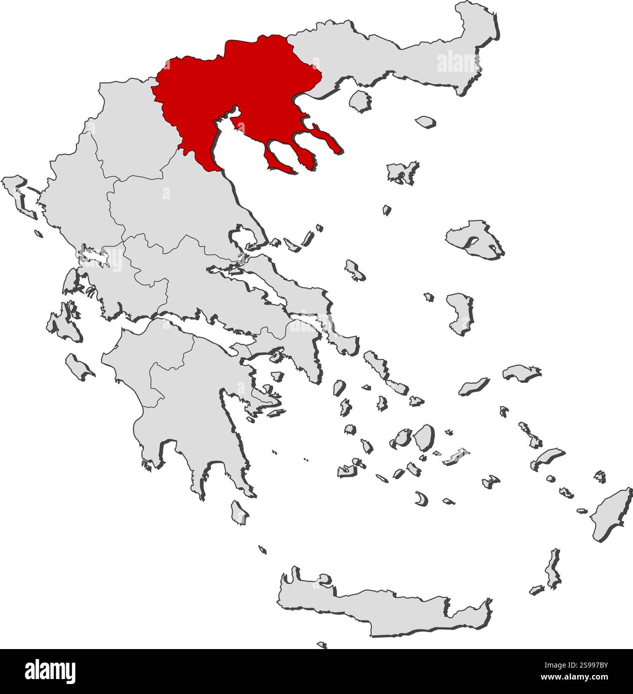 Map of Greece with the provinces, Central Macedonia is highlighted ...