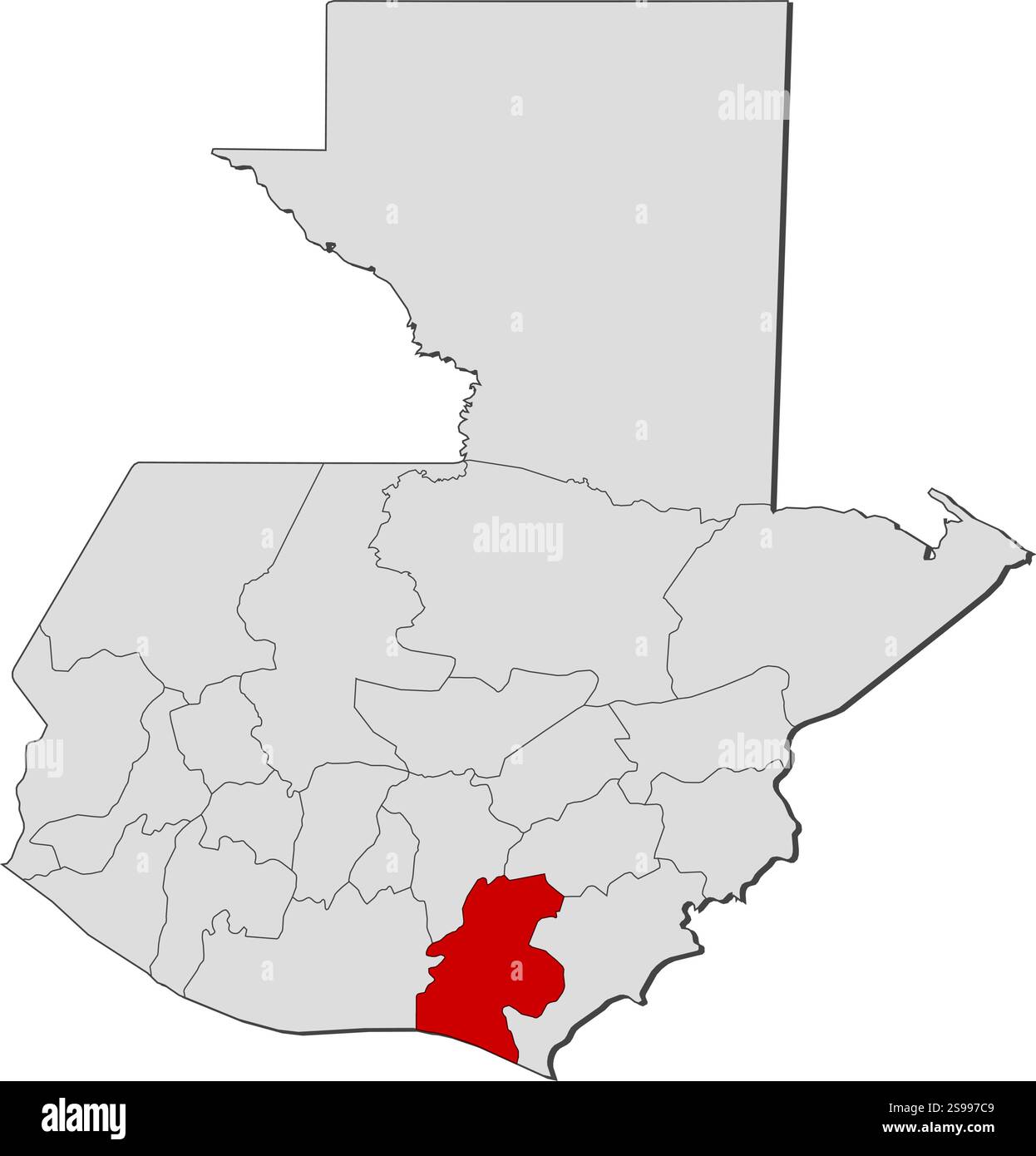 Map of Guatemala with the provinces, Santa Rosa is highlighted Stock ...