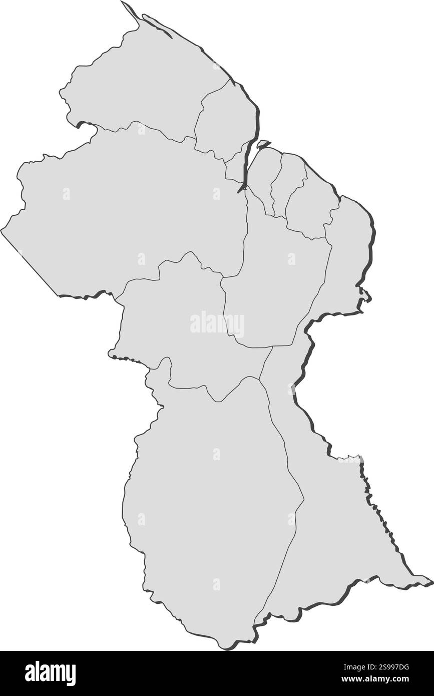 Guyana regions map black Stock Vector Images - Alamy