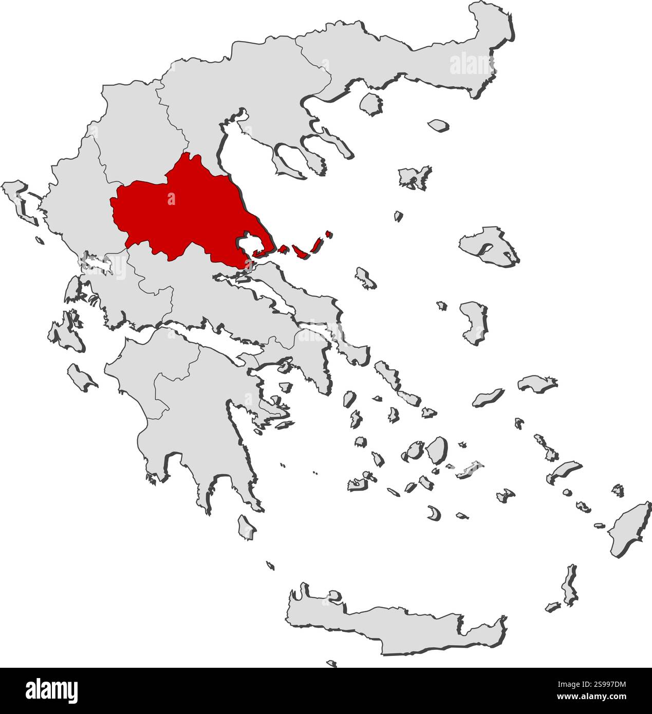 Map of Greece with the provinces, Thessaly is highlighted Stock Vector ...