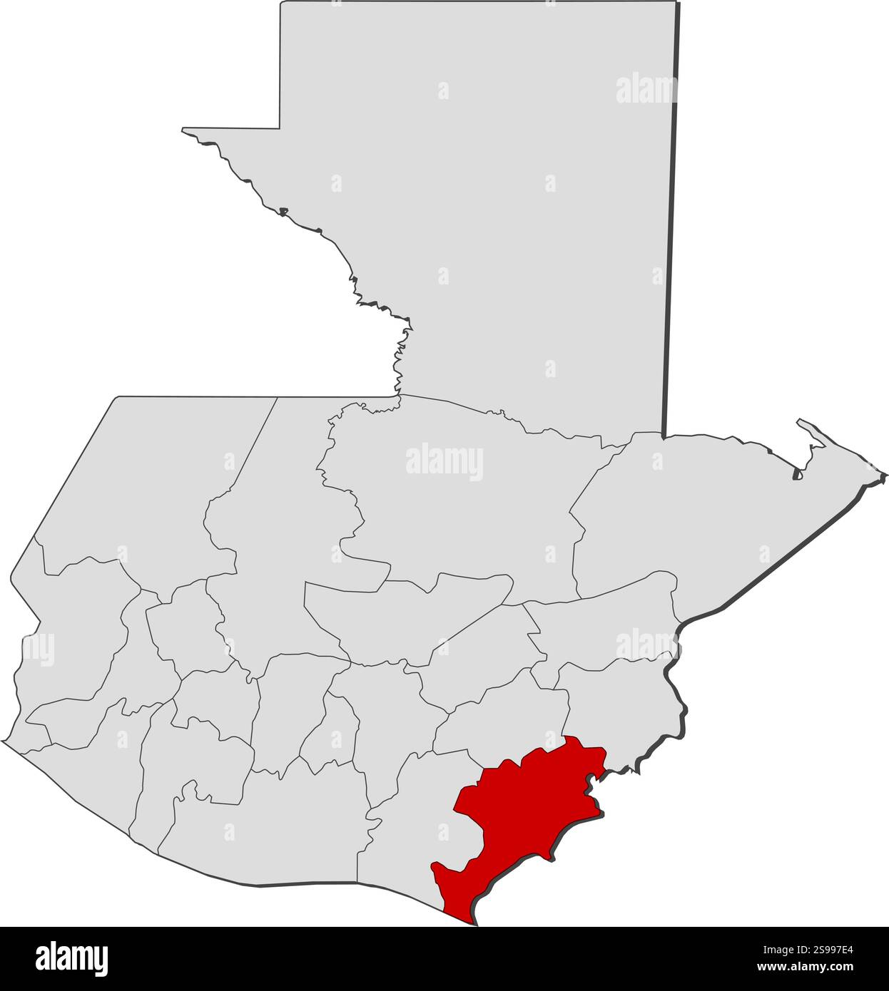 Map of Guatemala with the provinces, Jutiapa is highlighted Stock ...