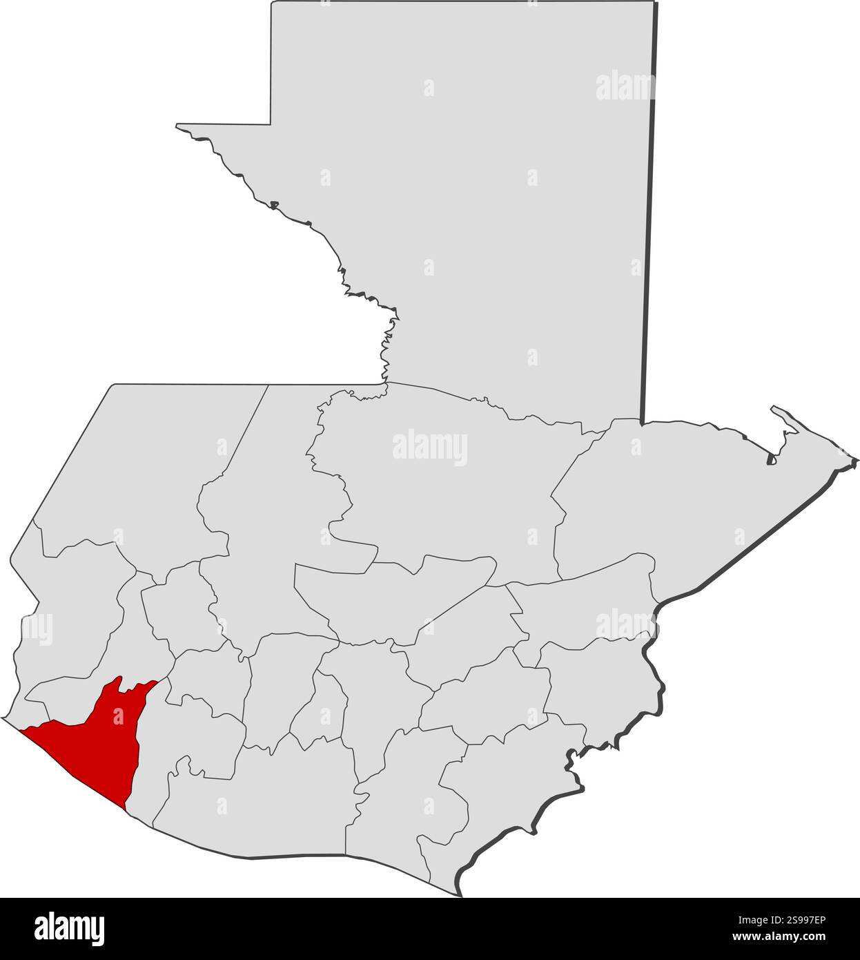 Map of Guatemala with the provinces, Retalhuleu is highlighted Stock ...