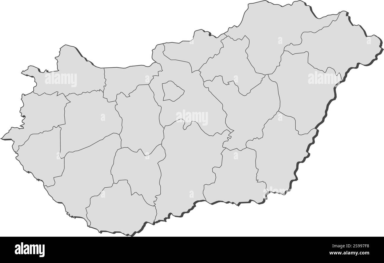 Map of Hungary with the provinces Stock Vector Image & Art - Alamy