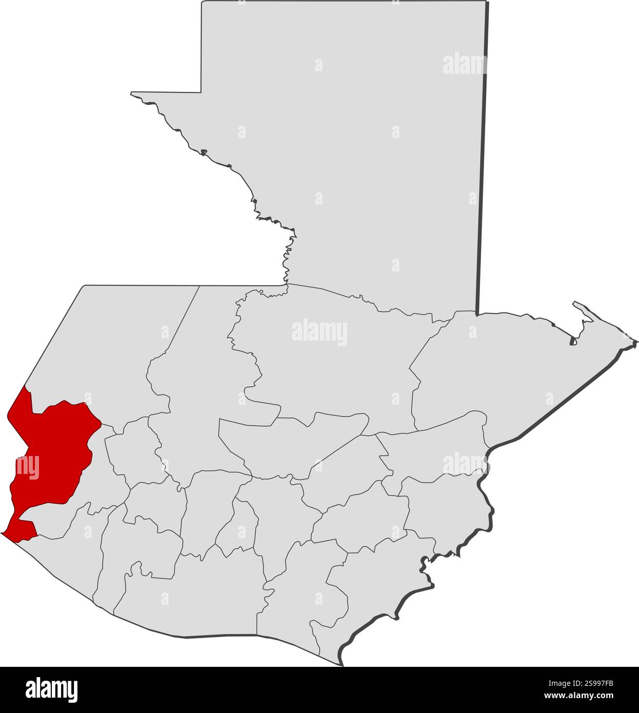 Map of Guatemala with the provinces, San Marcos is highlighted Stock ...