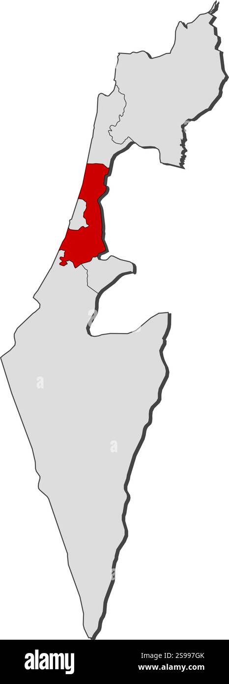 Map of Israel with the provinces, Central District is highlighted Stock ...