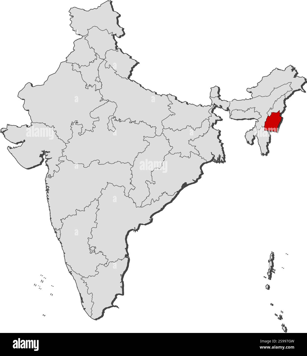 Map of India with the provinces, Manipur is highlighted Stock Vector ...