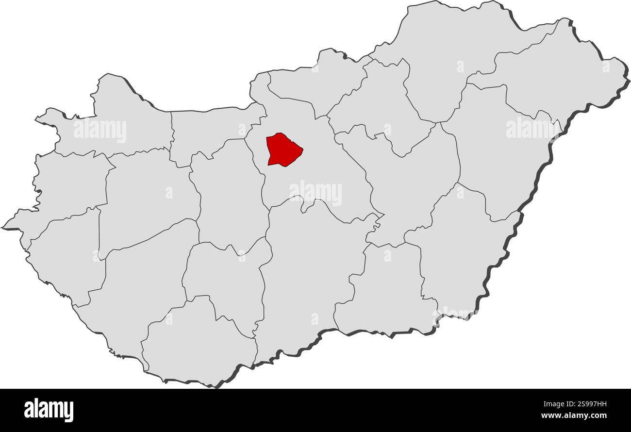 Map of Hungary with the provinces, Budapest is highlighted Stock Vector ...
