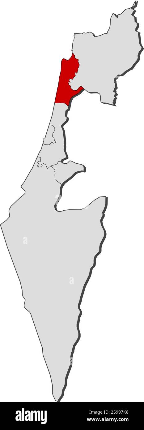 Map of Israel with the provinces, Haifa is highlighted Stock Vector ...