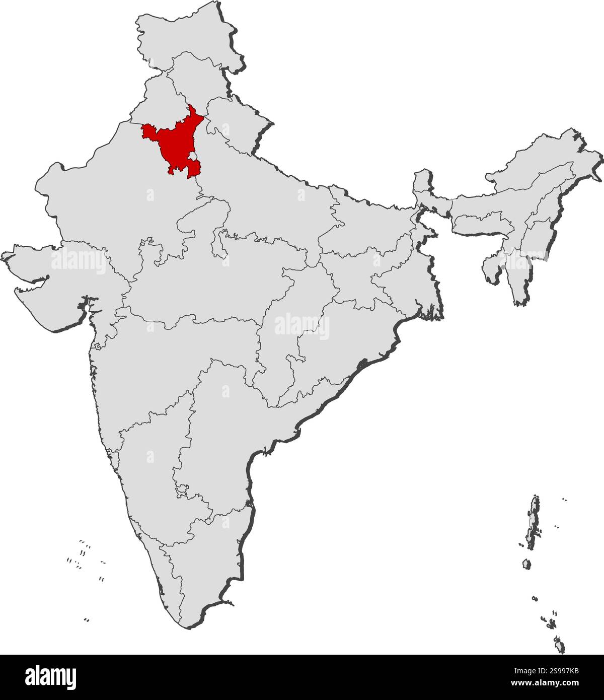 Map of India with the provinces, Haryana is highlighted Stock Vector ...