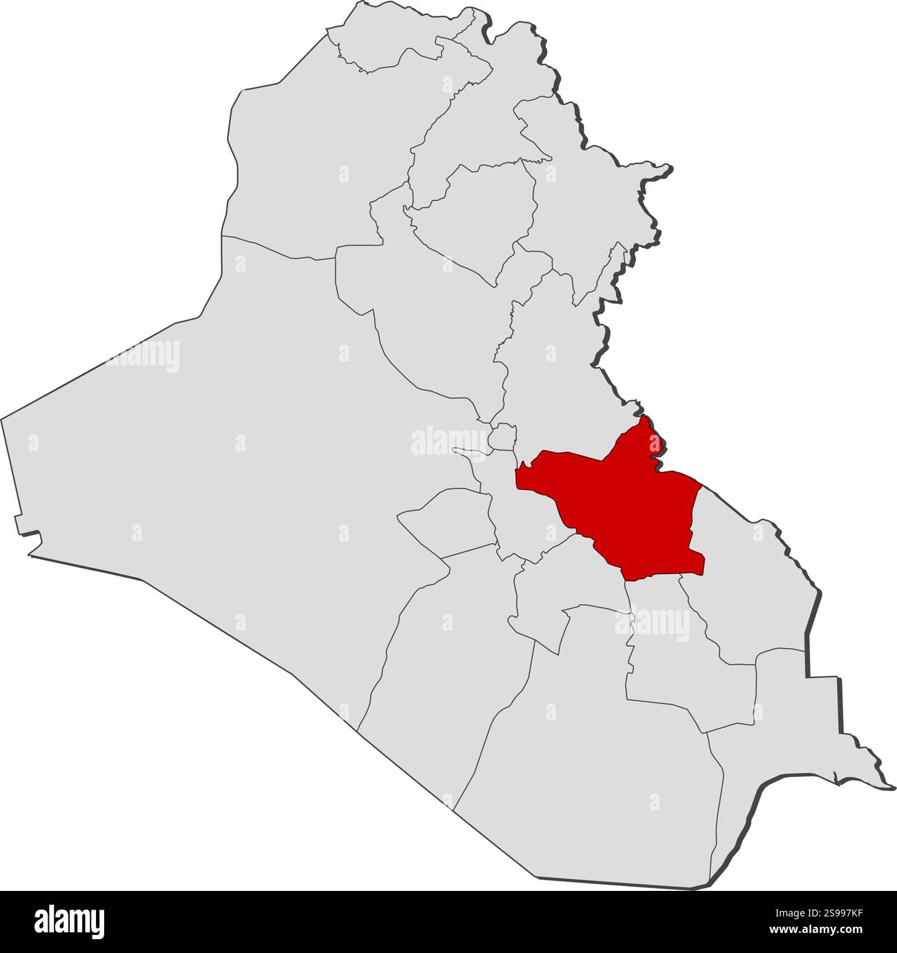 Map of Iraq with the provinces, Wasit is highlighted Stock Vector Image ...