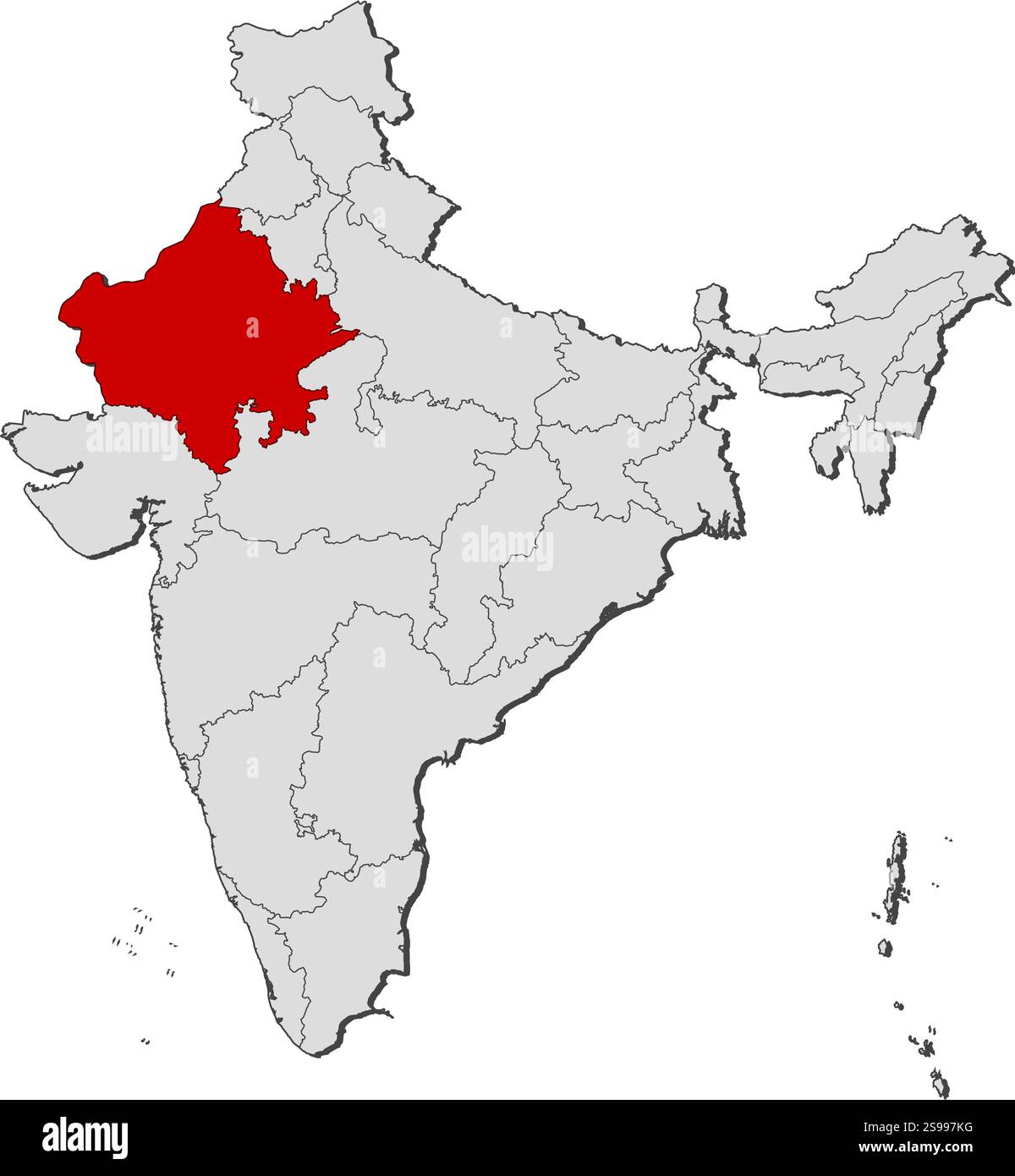 Map of rajasthan Cut Out Stock Images & Pictures - Alamy