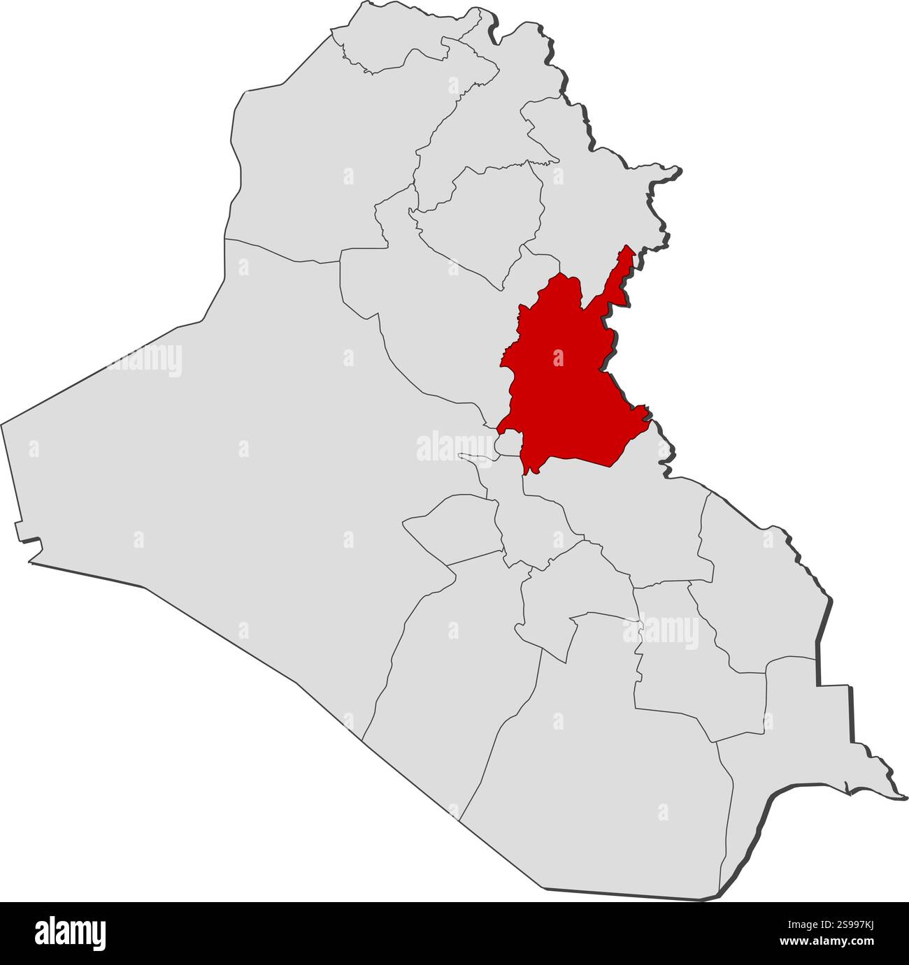 Map of Iraq with the provinces, Diyala is highlighted Stock Vector ...