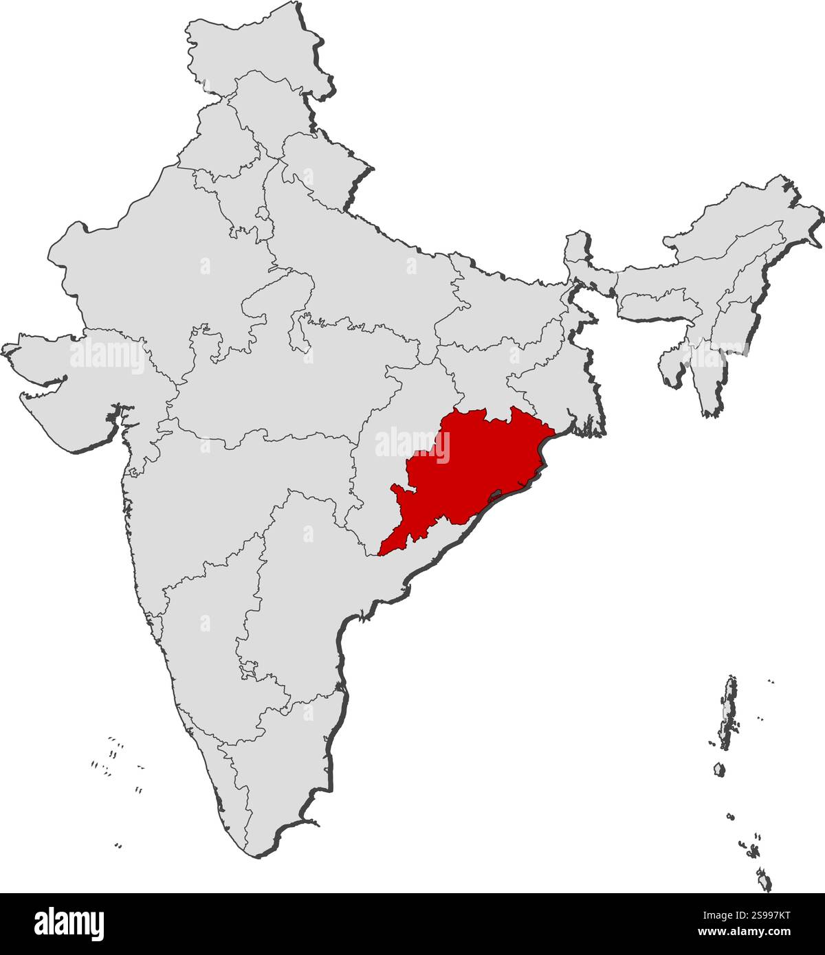 Map of India with the provinces, Orissa is highlighted Stock Vector ...