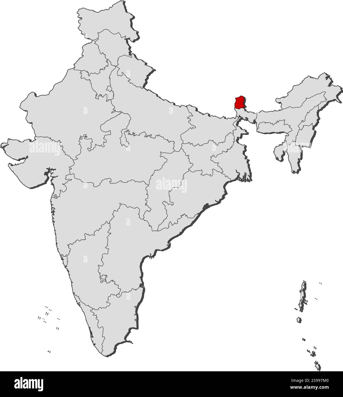 Map of India with the provinces, Sikkim is highlighted Stock Vector ...