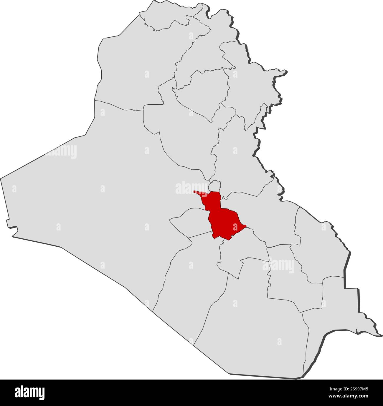 Map of Iraq with the provinces, Babil is highlighted Stock Vector Image ...