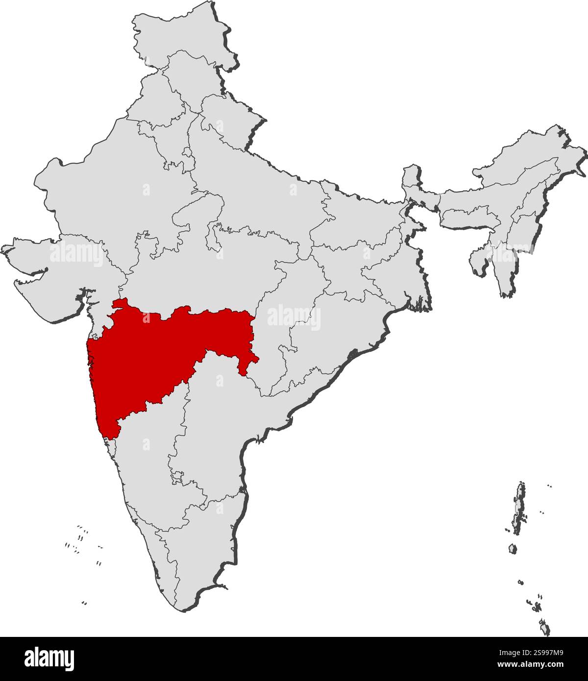 Simple outline map maharashtra hi-res stock photography and images - Alamy