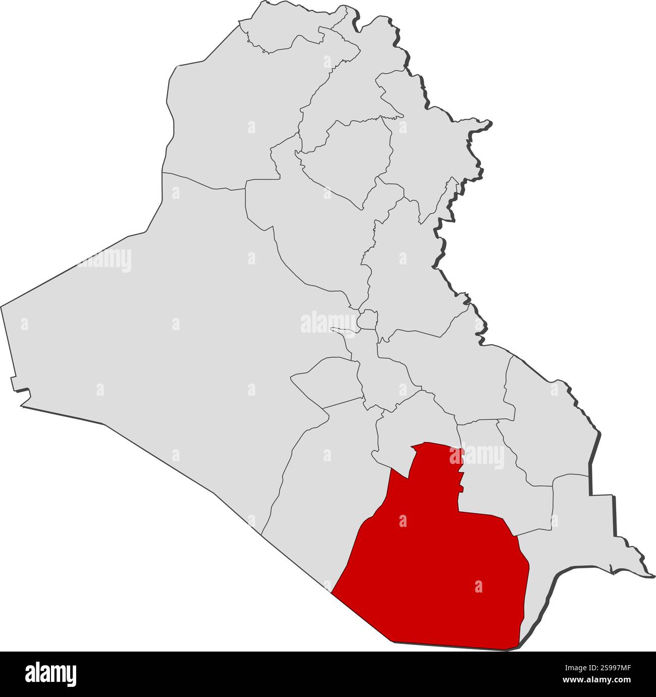 Map of Iraq with the provinces, Al Muthanna is highlighted Stock Vector ...
