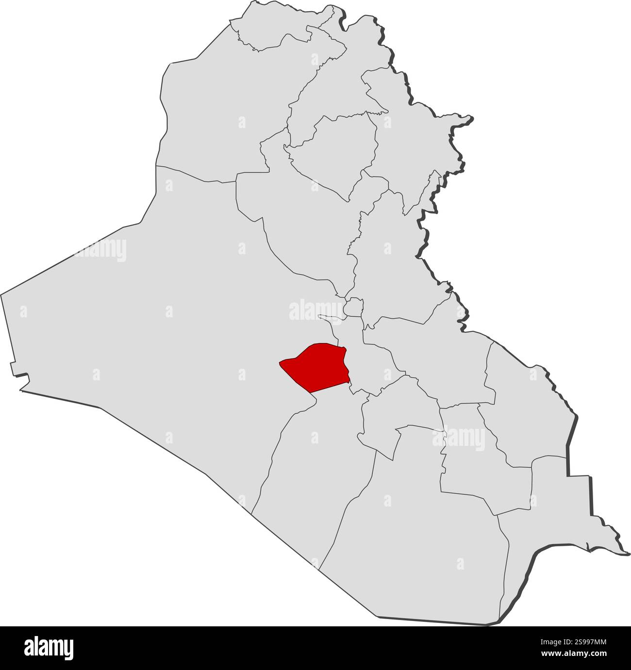 Map of Iraq with the provinces, Karbala is highlighted Stock Vector ...