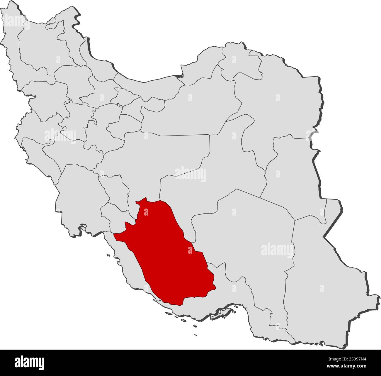 Map of Iran with the provinces, Fars is highlighted Stock Vector Image ...