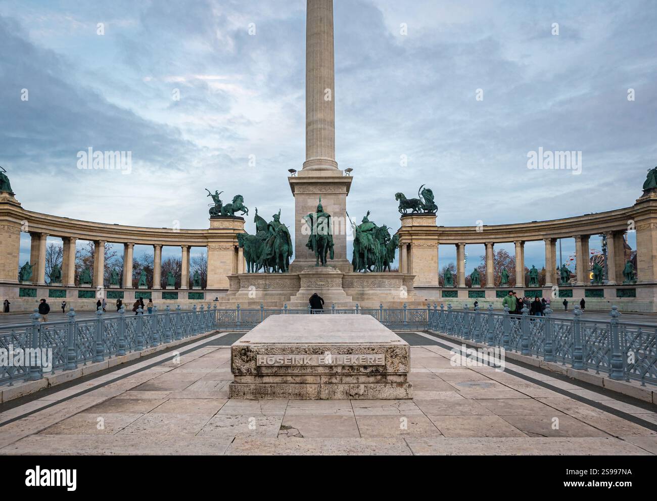 Millenium Monument on the Heroes Square (Hungarian: Hősök tere) in the ...