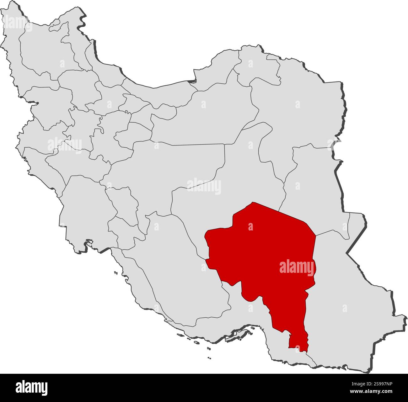 Map of Iran with the provinces, Kerman is highlighted Stock Vector ...