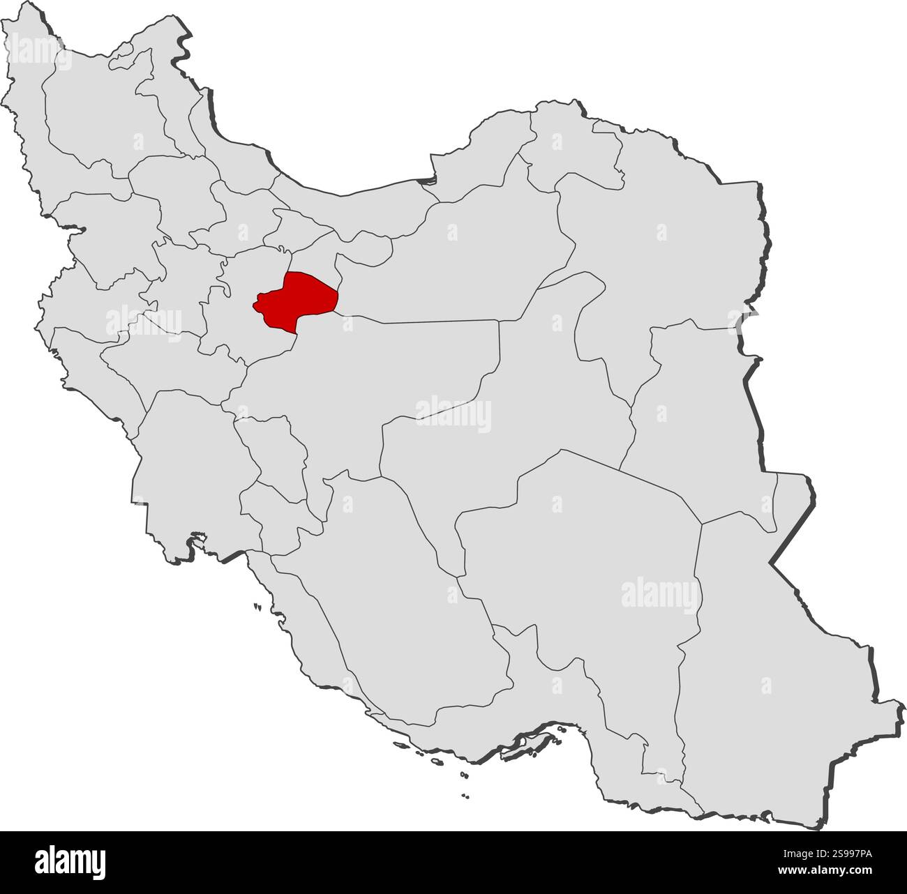Map of Iran with the provinces, Qom is highlighted Stock Vector Image ...