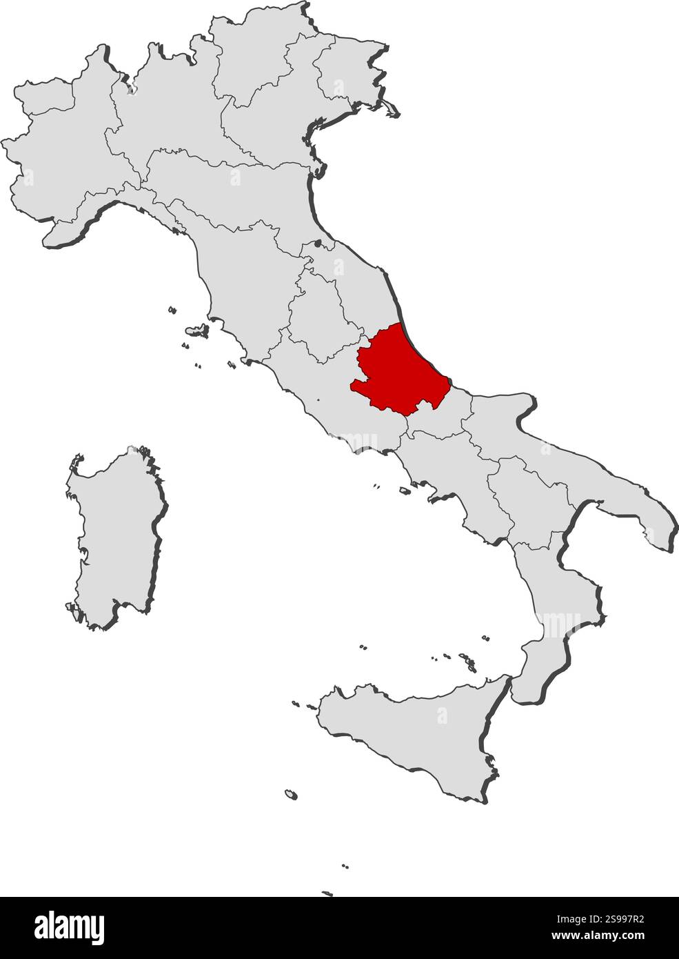 Map of Italy with the provinces, Abruzzo is highlighted Stock Vector ...