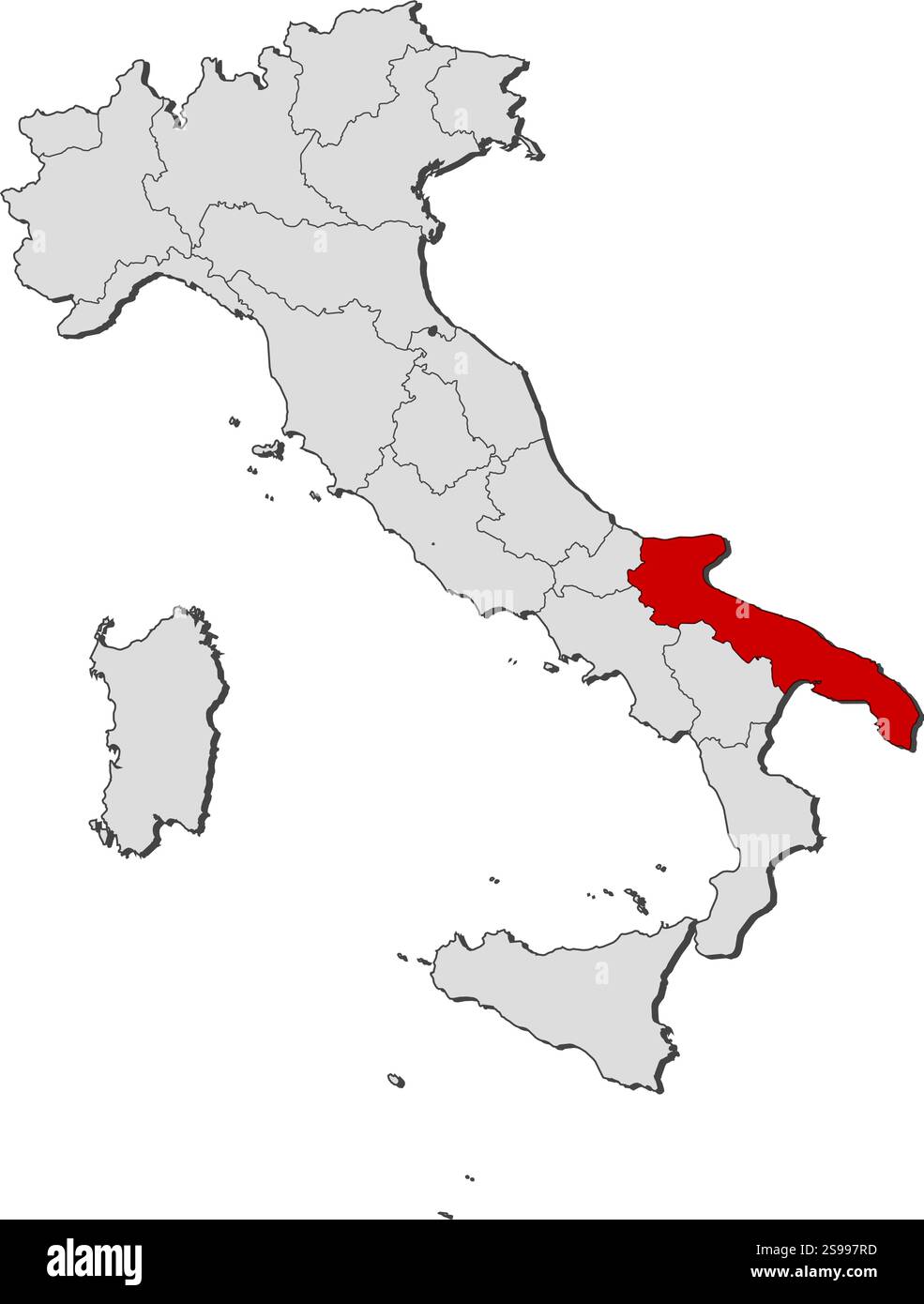 Map of Italy with the provinces, Apulia is highlighted Stock Vector ...
