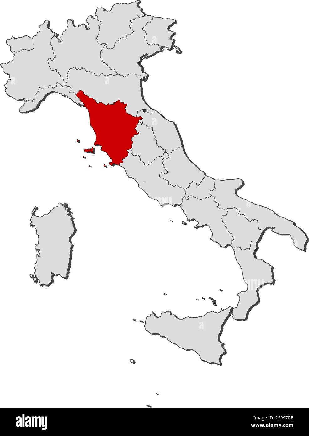 Map of Italy with the provinces, Tuscany is highlighted Stock Vector Image & Art - Alamy