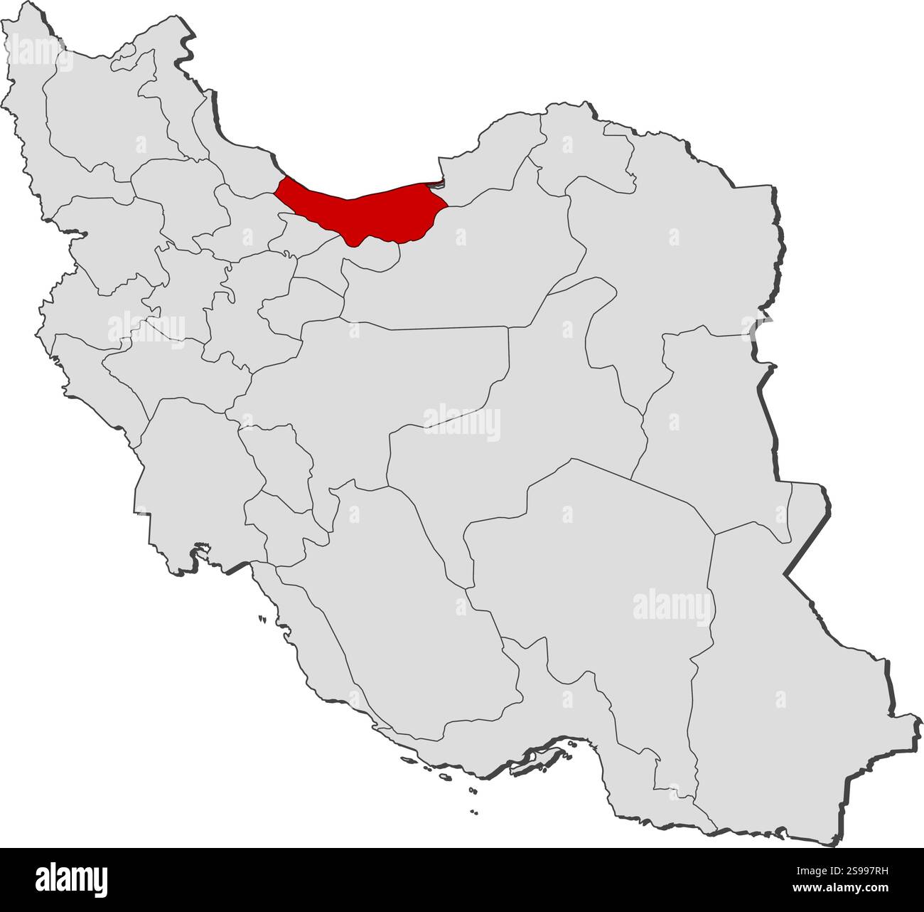 Map of Iran with the provinces, Mazandaran is highlighted Stock Vector ...
