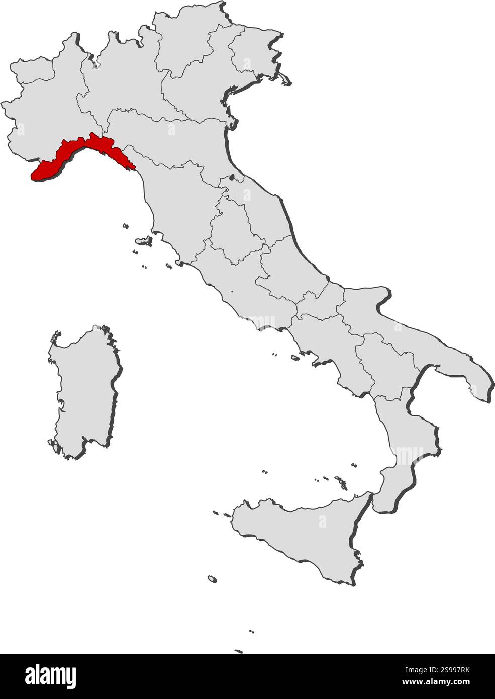 Map of Italy with the provinces, Liguria is highlighted Stock Vector Image & Art - Alamy