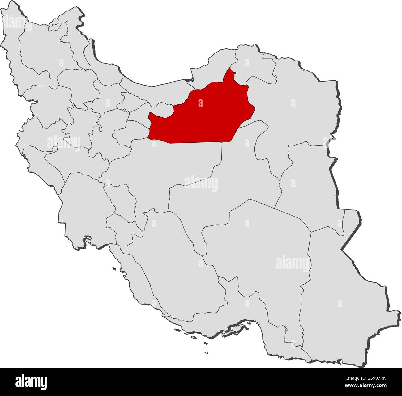 Map of Iran with the provinces, Semnan is highlighted Stock Vector ...