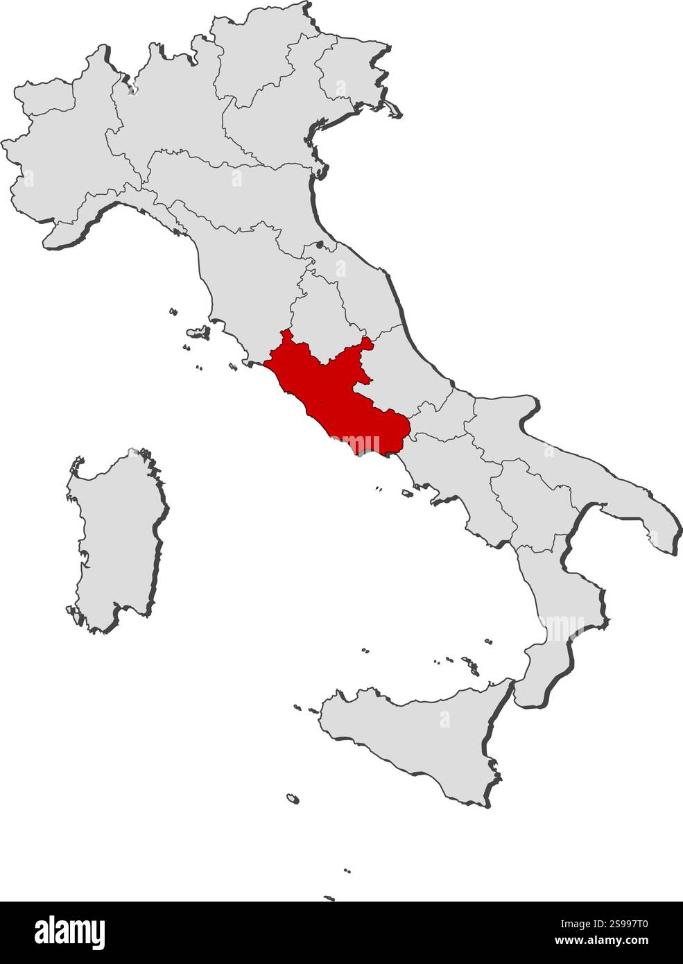 Map of Italy with the provinces, Lazio is highlighted Stock Vector ...