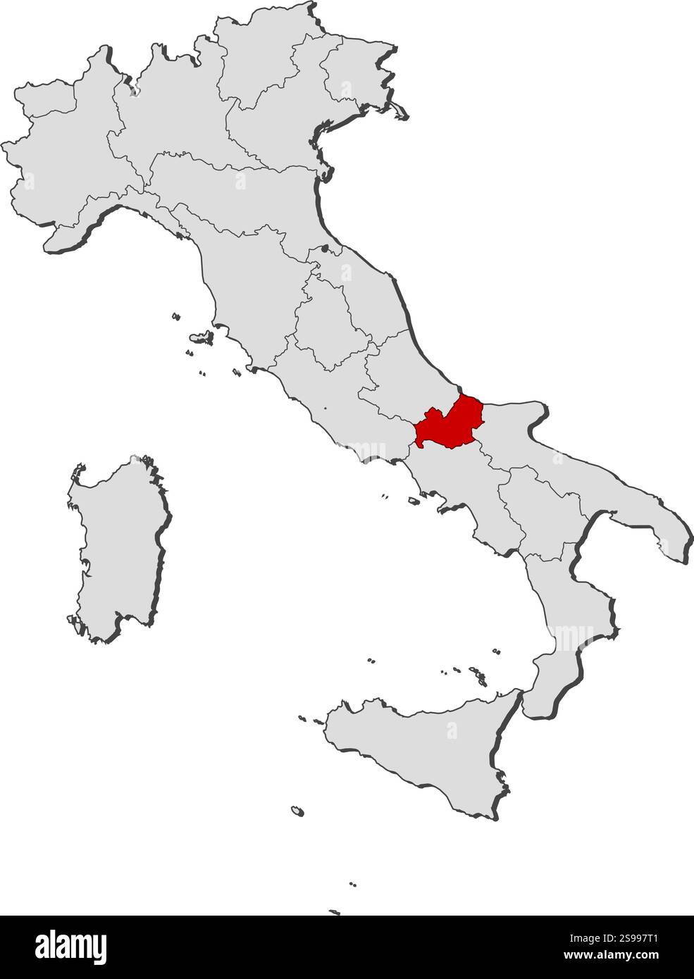 Map of Italy with the provinces, Molise is highlighted Stock Vector ...