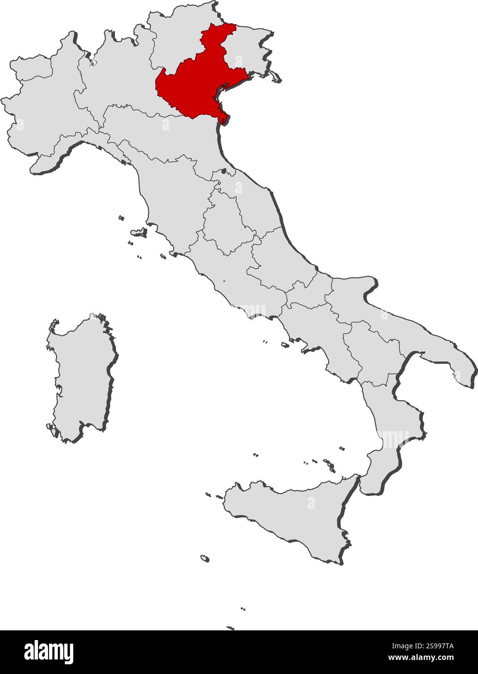 Map of Italy with the provinces, Veneto is highlighted Stock Vector ...