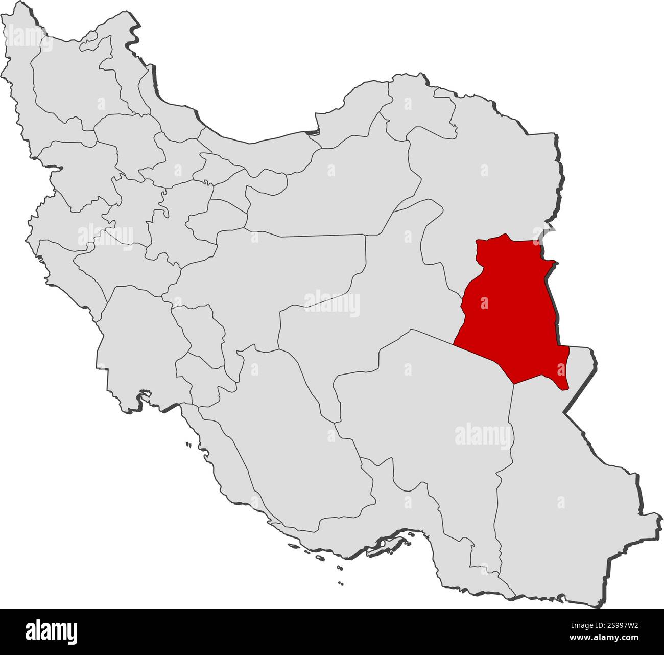 Map of Iran with the provinces, South Khorasan is highlighted Stock ...