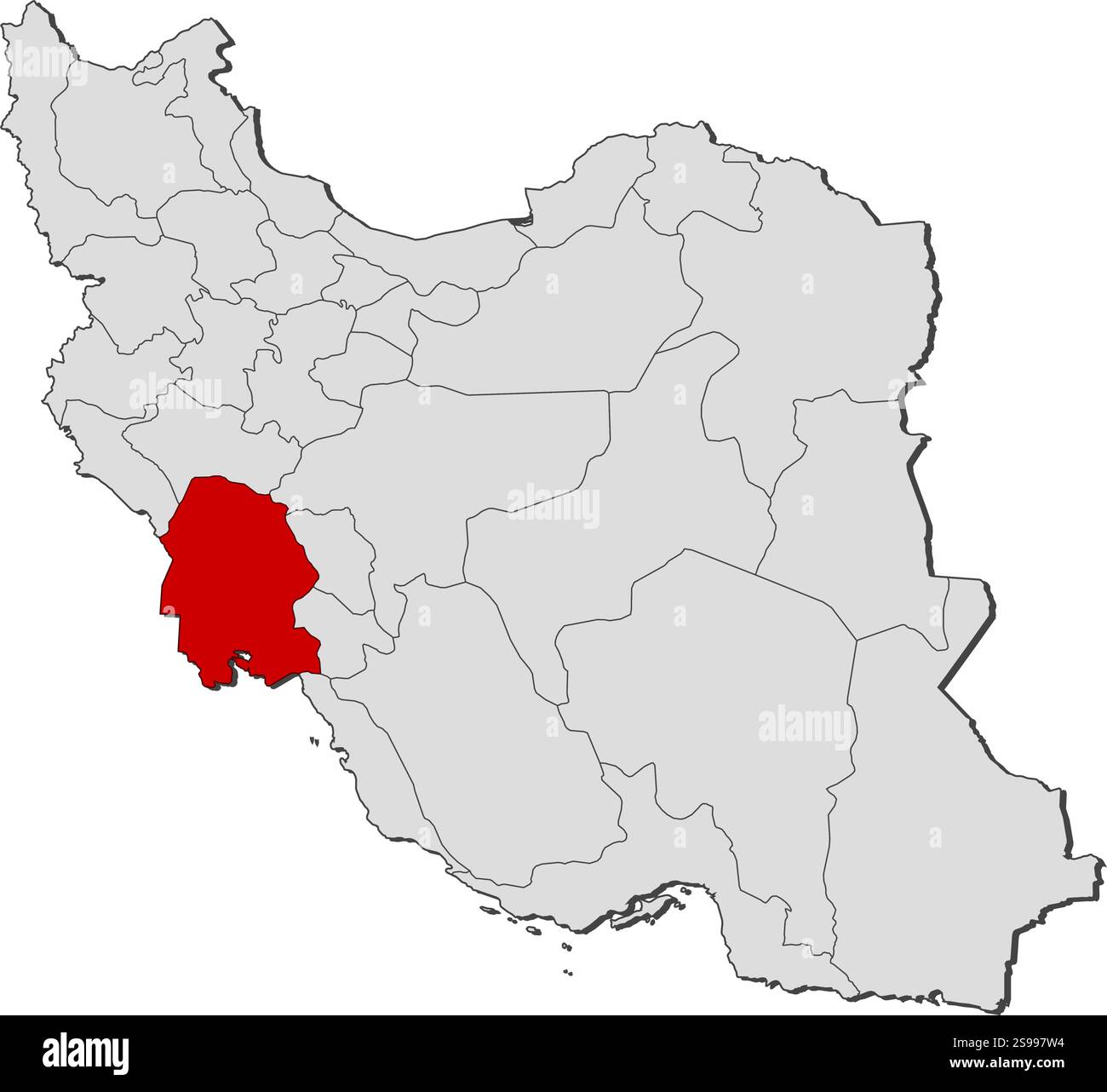 Map of Iran with the provinces, Khuzestan is highlighted Stock Vector ...