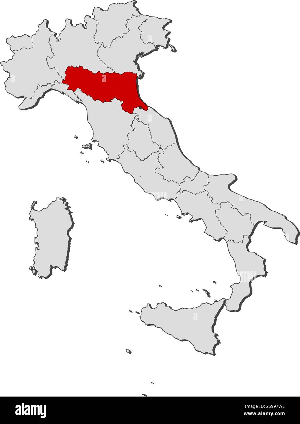 Map of Italy with the provinces, Emilia-Romagna is highlighted Stock Vector Image & Art - Alamy