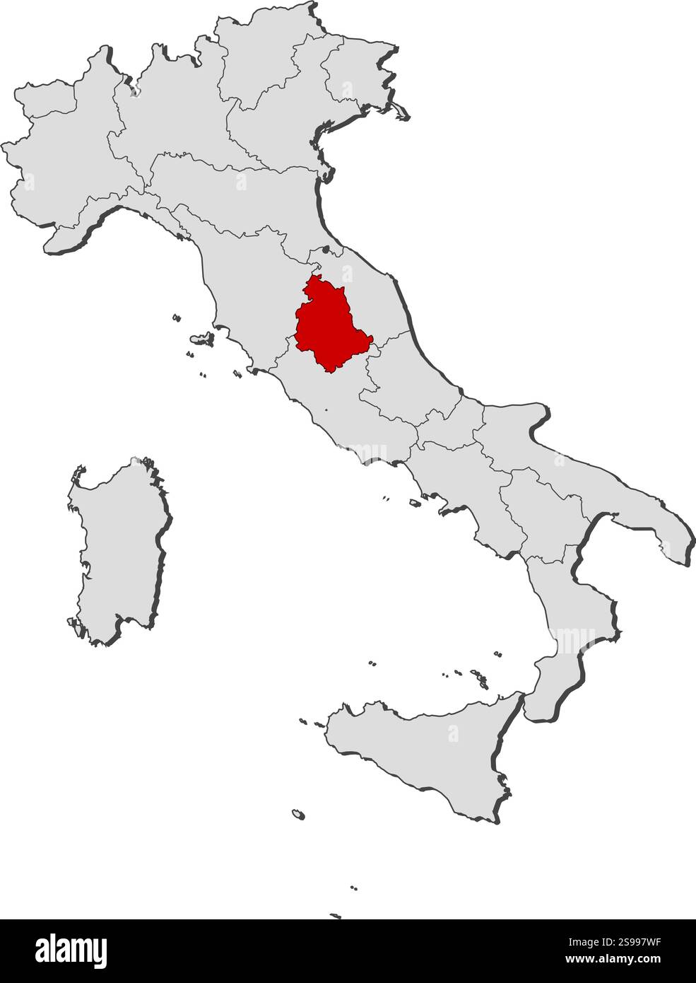 Map of Italy with the provinces, Umbria is highlighted Stock Vector ...